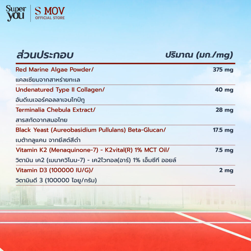 Smov เอสมอฟ อาหารเสริมบำรุงข้อและกระดูก - Super You Thailand